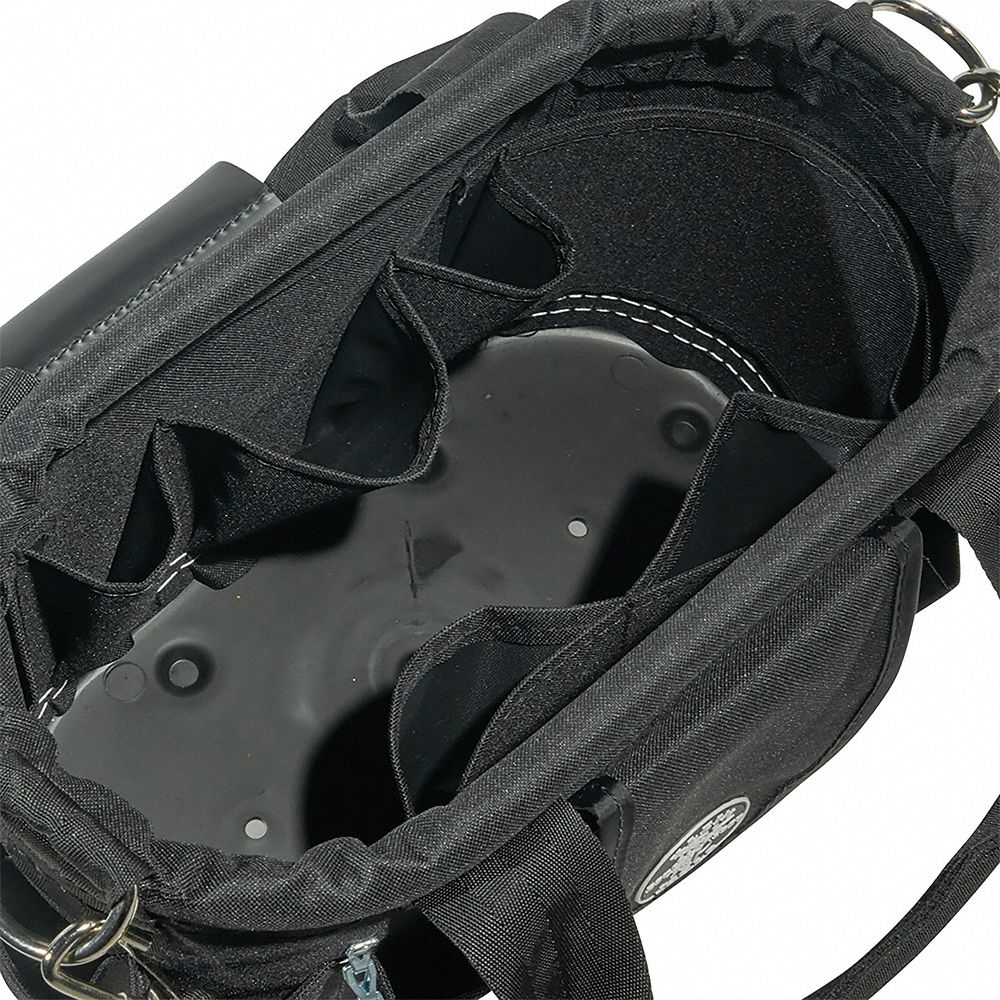 KLEIN TOOLS Tool Tote: Polyester, Black, 10 Outside Pockets, 7 Inside ...
