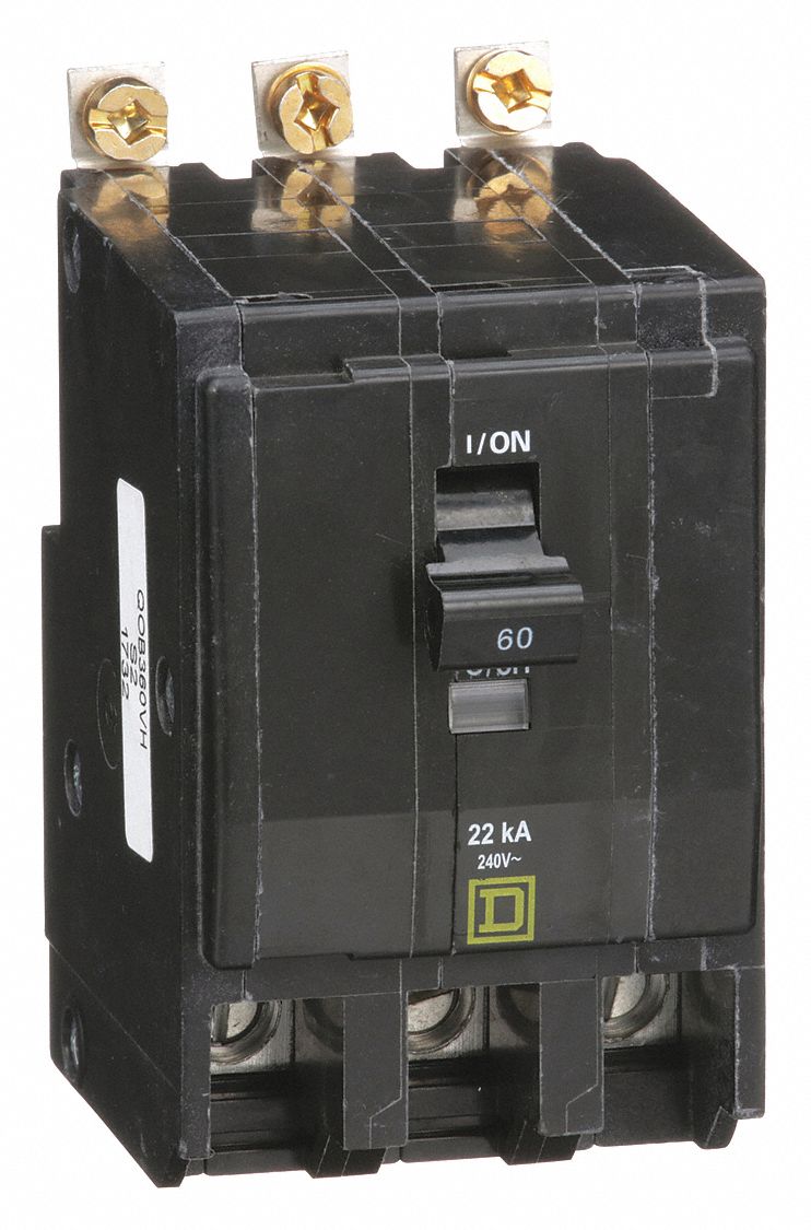 SQUARE D Miniature Circuit Breaker: 60 A, 120/240V AC, Three Phase ...