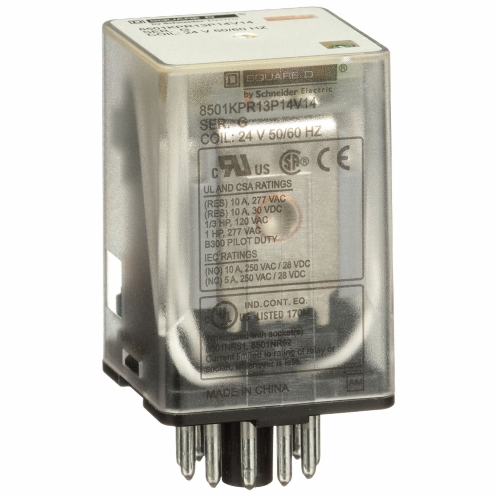 SCHNEIDER, Socket Mounted, 10 A Current Rating, General Purpose Relay ...