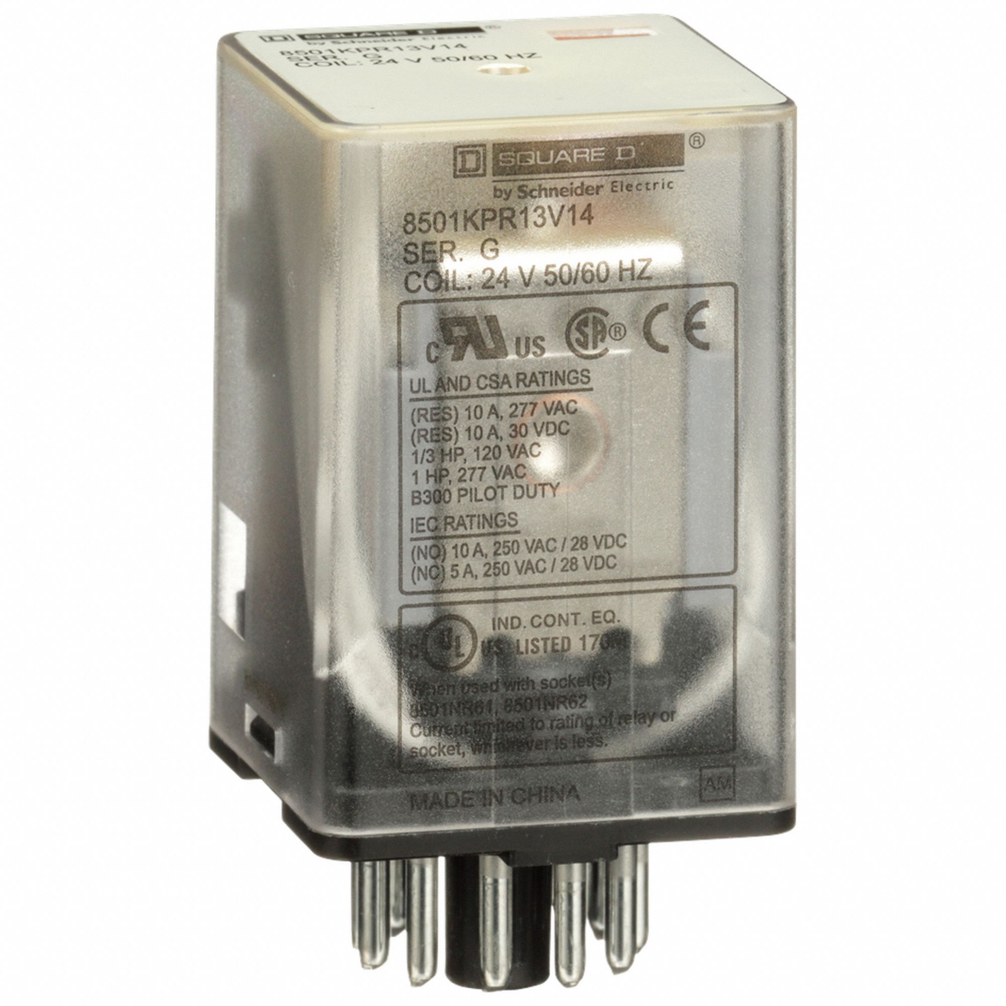 SCHNEIDER, Socket Mounted, 10 A Current Rating, General Purpose Relay ...