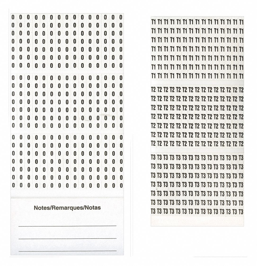 3M, 0 to 9/L1/L2/L3/T1/T2/T3, Black on White, Wire Marker Book - 2DUC1 ...