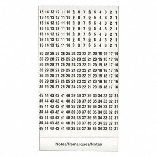 3M, 1 to 45, Black on White, Wire Marker Book - 2DUC3|SPB-03 - Grainger