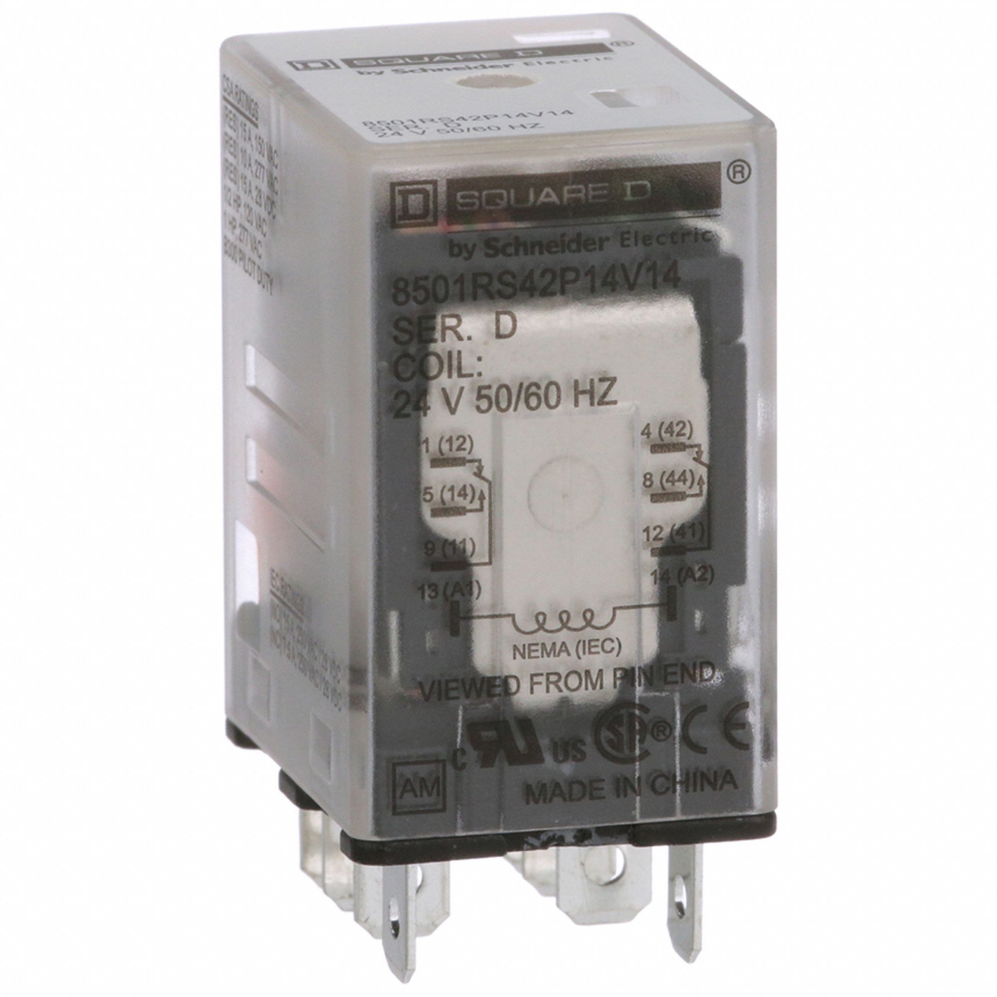 SCHNEIDER, Socket Mounted, 15 A Current Rating, General Purpose Relay - 2DW38|8501RS42P14V14 ...