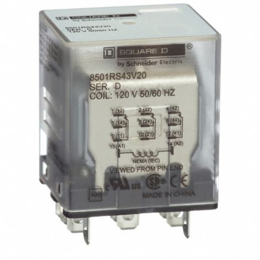 SCHNEIDER, Socket Mounted, 15 A Current Rating, General Purpose Relay - 2DW48|8501RS43V20 - Grainger