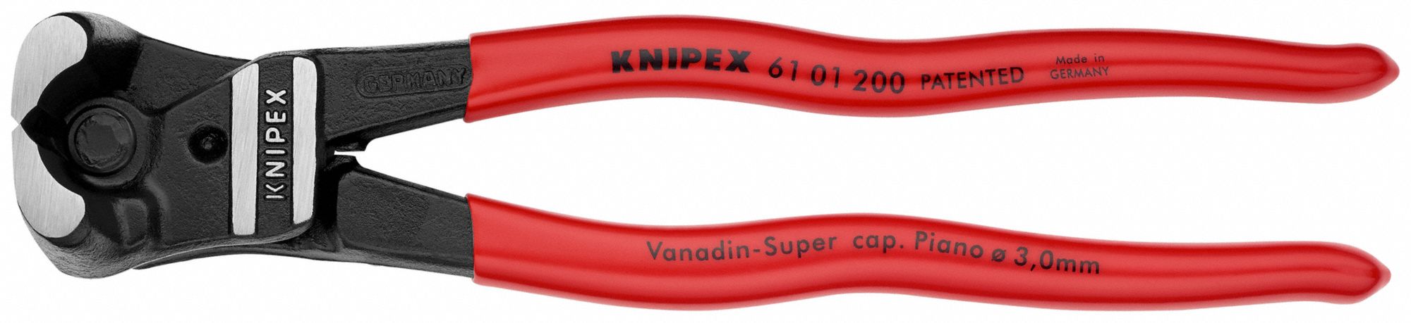 KNIPEX, 8 in Overall Lg, For 0.23 in Max Wire Thick, End Cutting ...