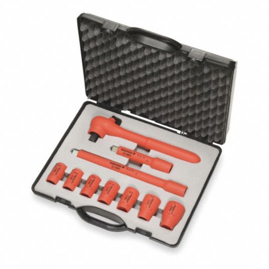 KNIPEX, 3/8 in Drive Size, 10 Pieces, Socket Wrench Set - 2DZC2|98 99 ...