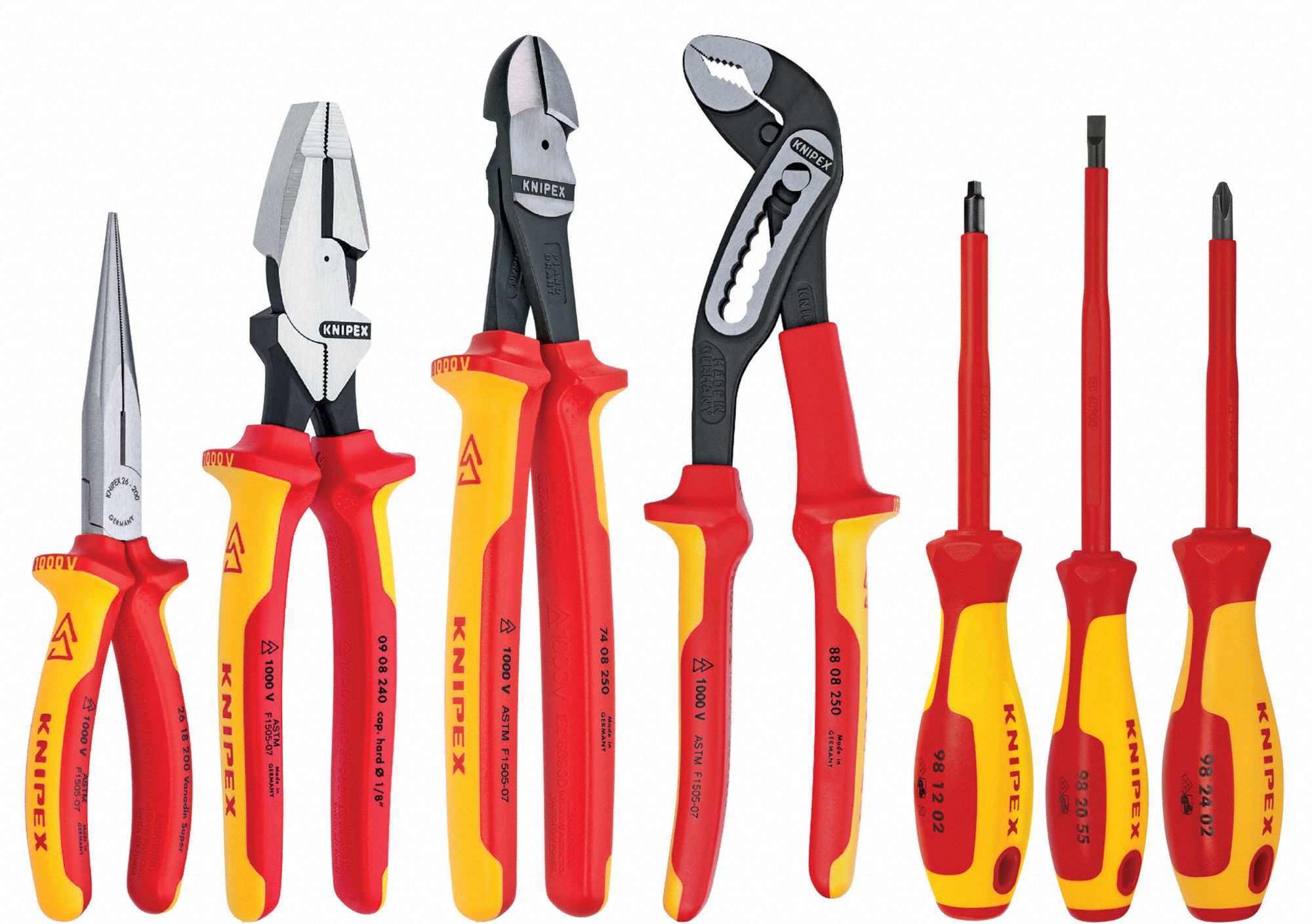 KNIPEX, 7 Total Pcs, Drivers and Bits/Pliers, Insulated Tool Kit ...