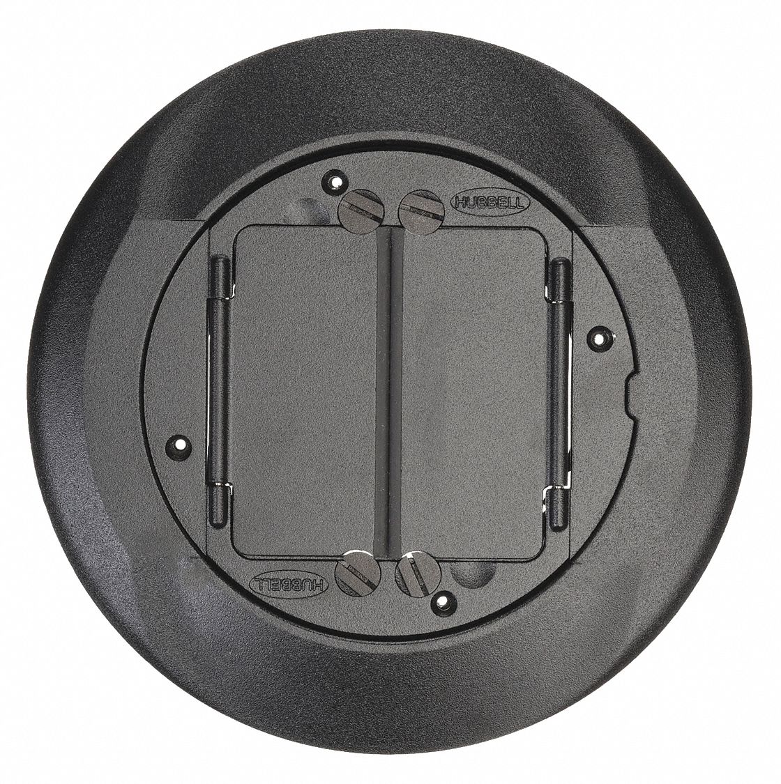 HUBBELL WIRING DEVICE-KELLEMS, Round, Black, Floor Box Cover and Carpet ...