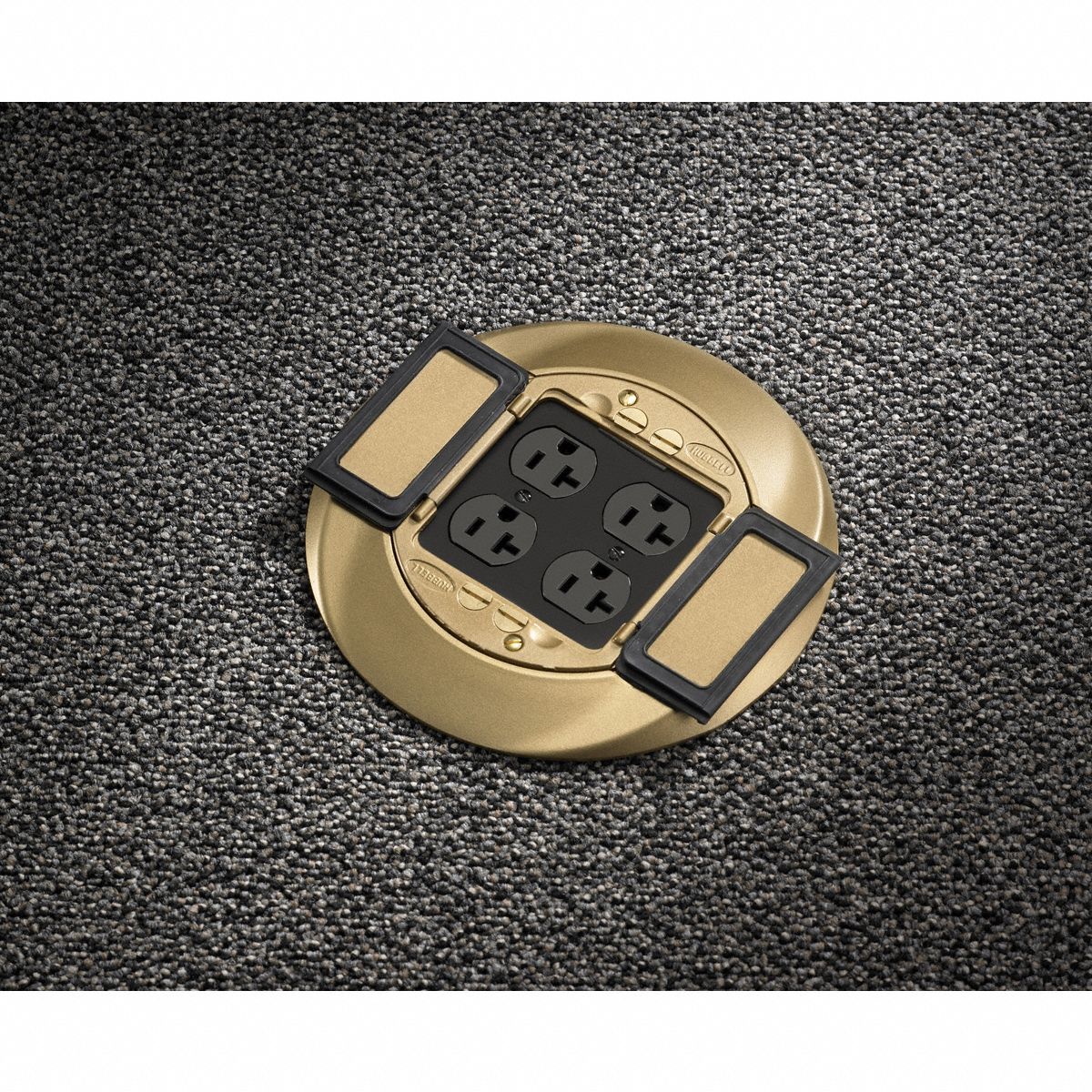 HUBBELL WIRING DEVICE-KELLEMS Floor Box Cover and Carpet Flange: Round ...