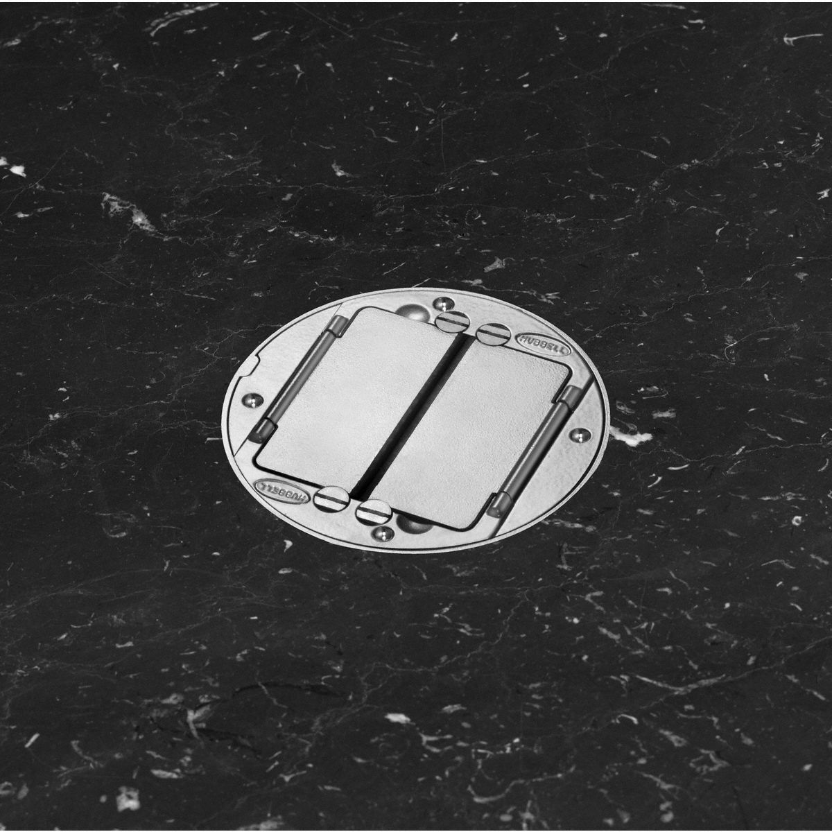 HUBBELL WIRING DEVICE-KELLEMS Floor Box Cover and Tile Flange: Round, 5 ...