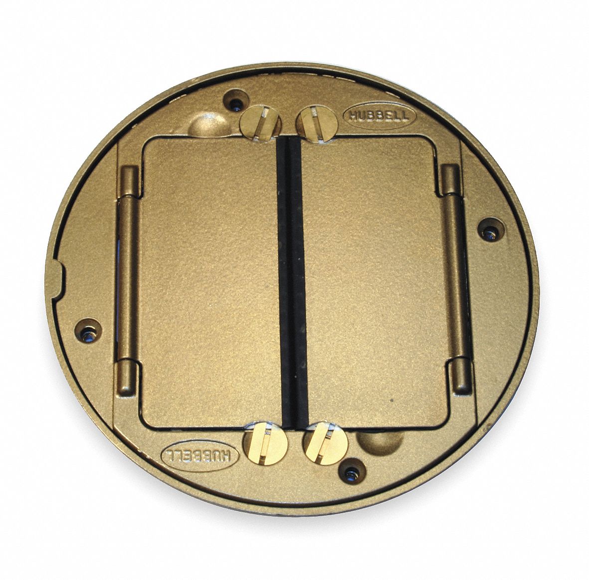 HUBBELL WIRING DEVICE-KELLEMS, Round, Gold, Floor Box Cover and Tile ...