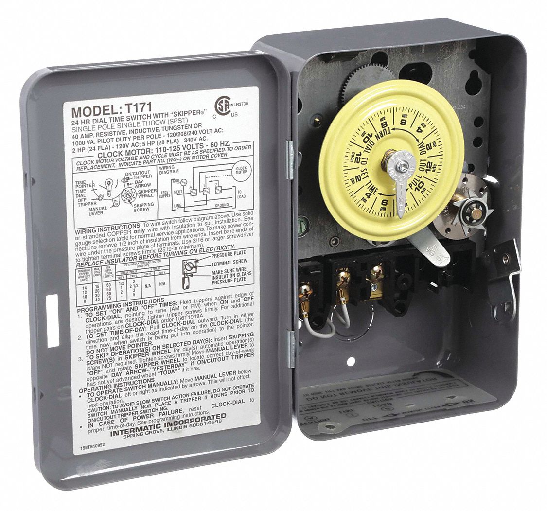 INTERMATIC, 24 hr Nominal Max. Time Setting, Steel, Electromechanical ...