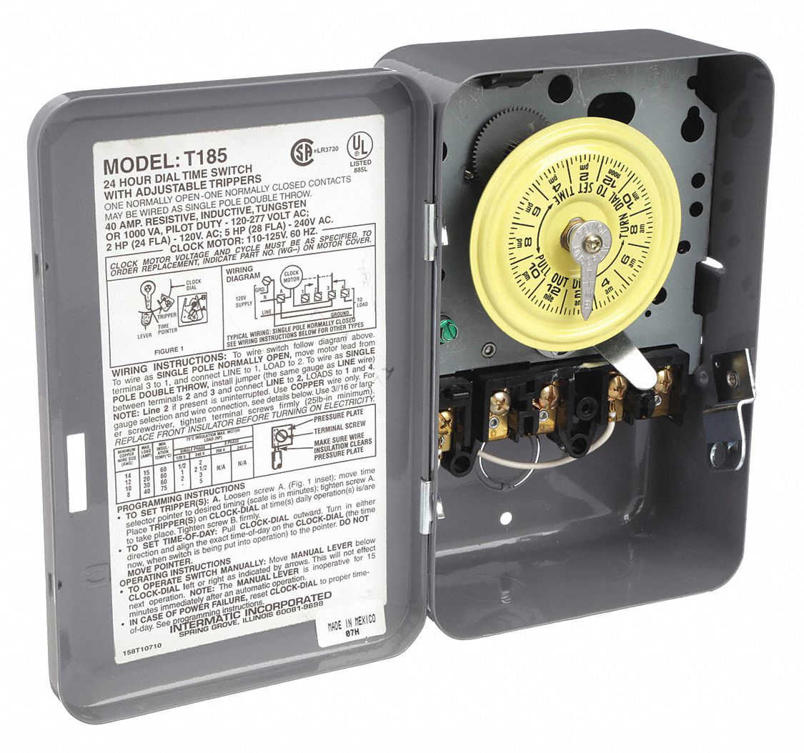 INTERMATIC, 1 hr, SPDT, Electromechanical Timer - 2E025|T185 - Grainger