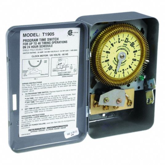 INTERMATIC, 24 hr Nominal Max. Time Setting, Steel, Electromechanical ...