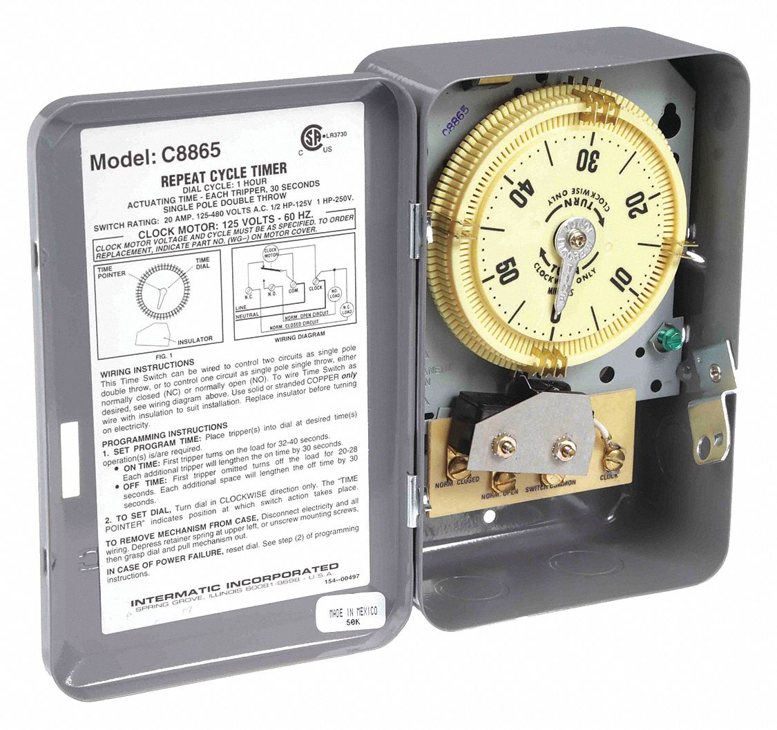 INTERMATIC, 1 hr, SPDT, Electromechanical Cycle Timer - 2E357|C8865 ...