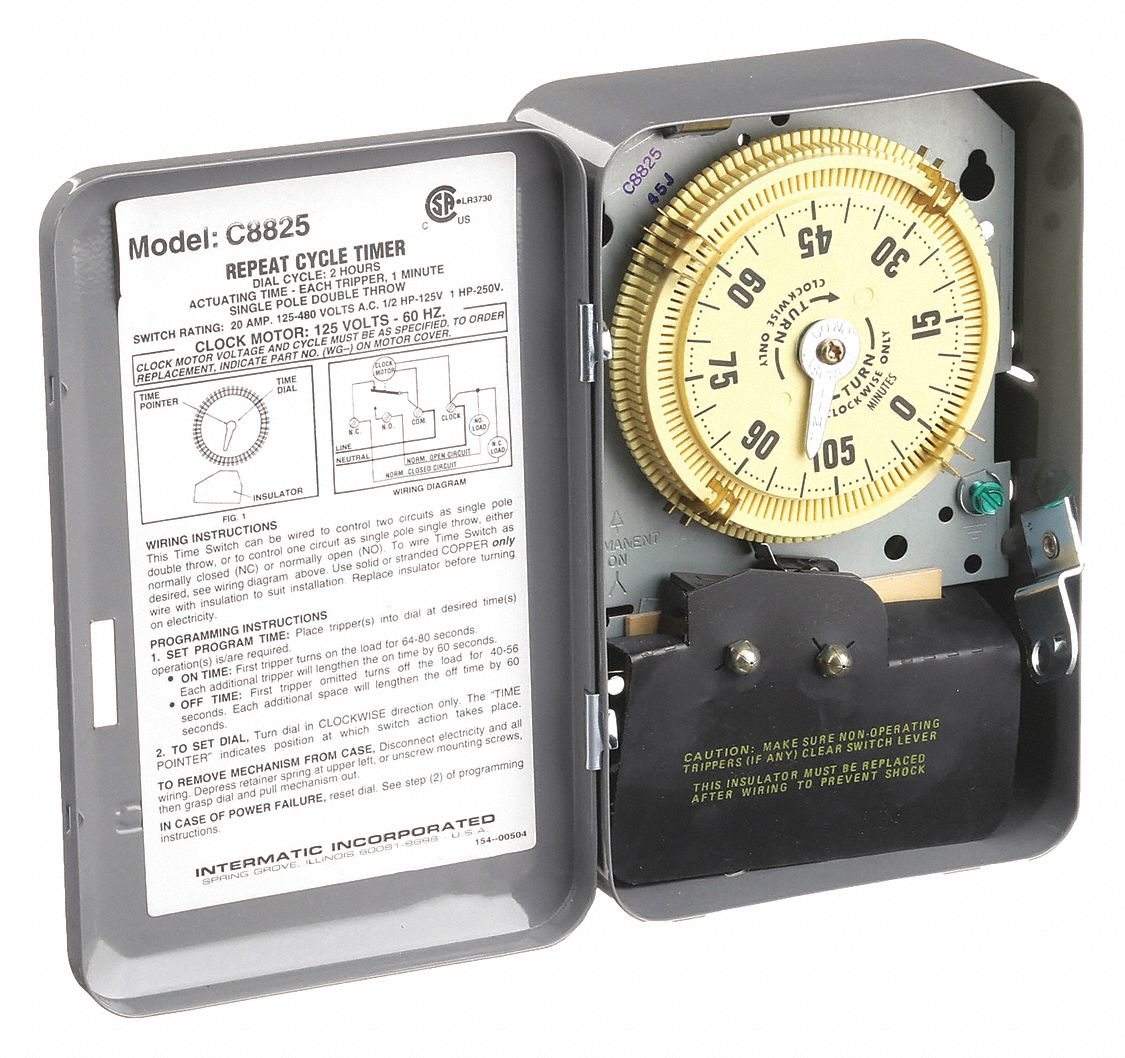 INTERMATIC, 2 hr, SPDT, Electromechanical Cycle Timer - 2E408|C8825 ...