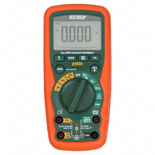 EXTECH, CAT III 1000V/CAT IV 600V, TRMS, Digital Multimeter - 2ELP6 ...