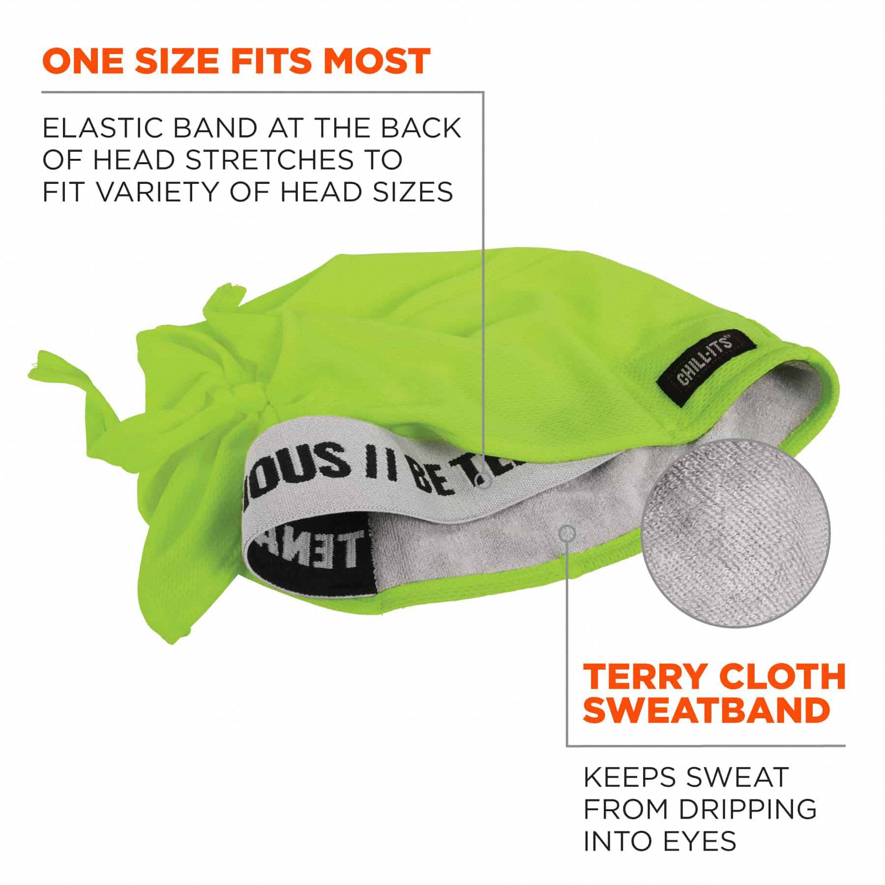 CHILL-ITS BY ERGODYNE Dew Rag: Lime, Universal, Sweatband, Cooling ...