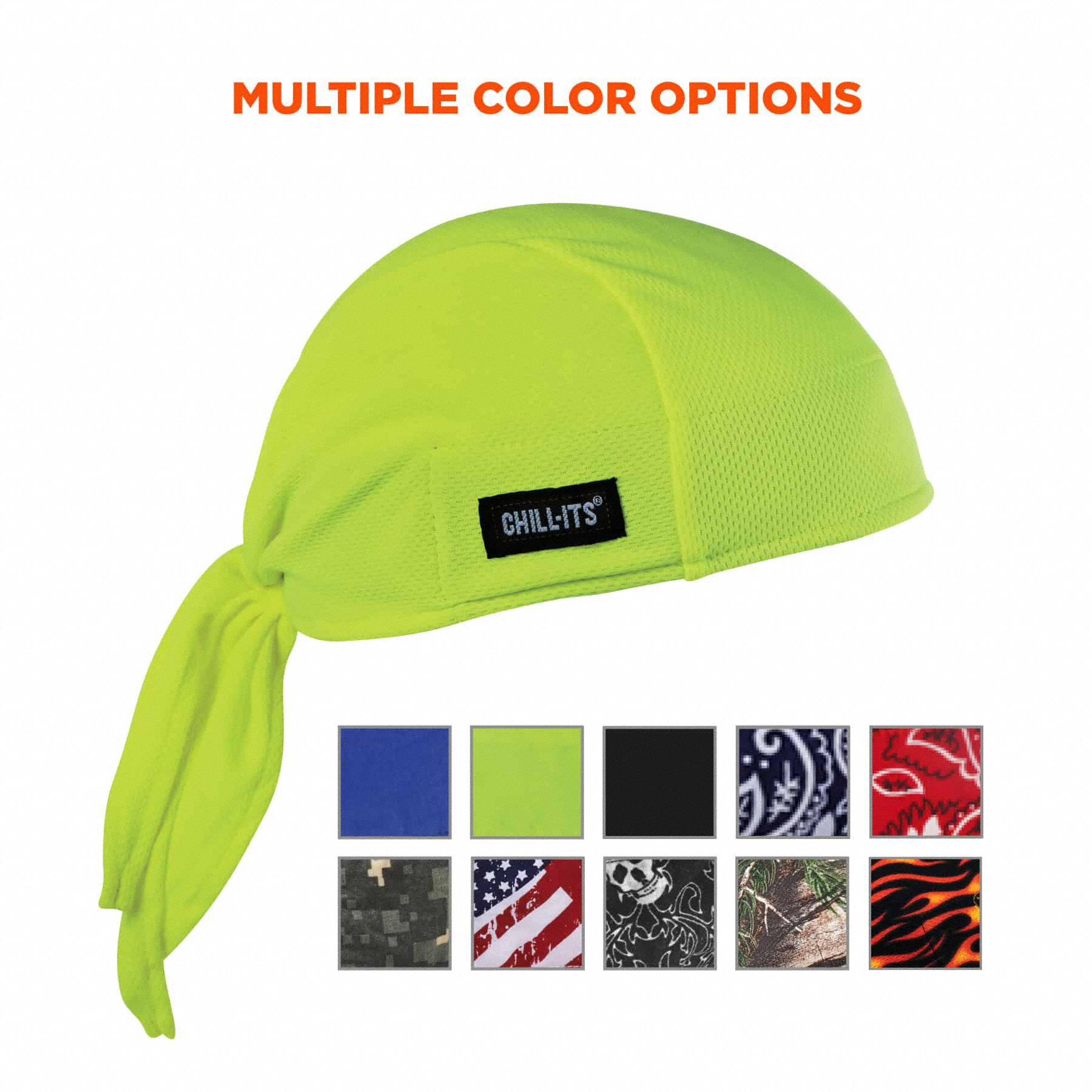 CHILL-ITS BY ERGODYNE Dew Rag: Lime, Universal, Sweatband, Cooling ...