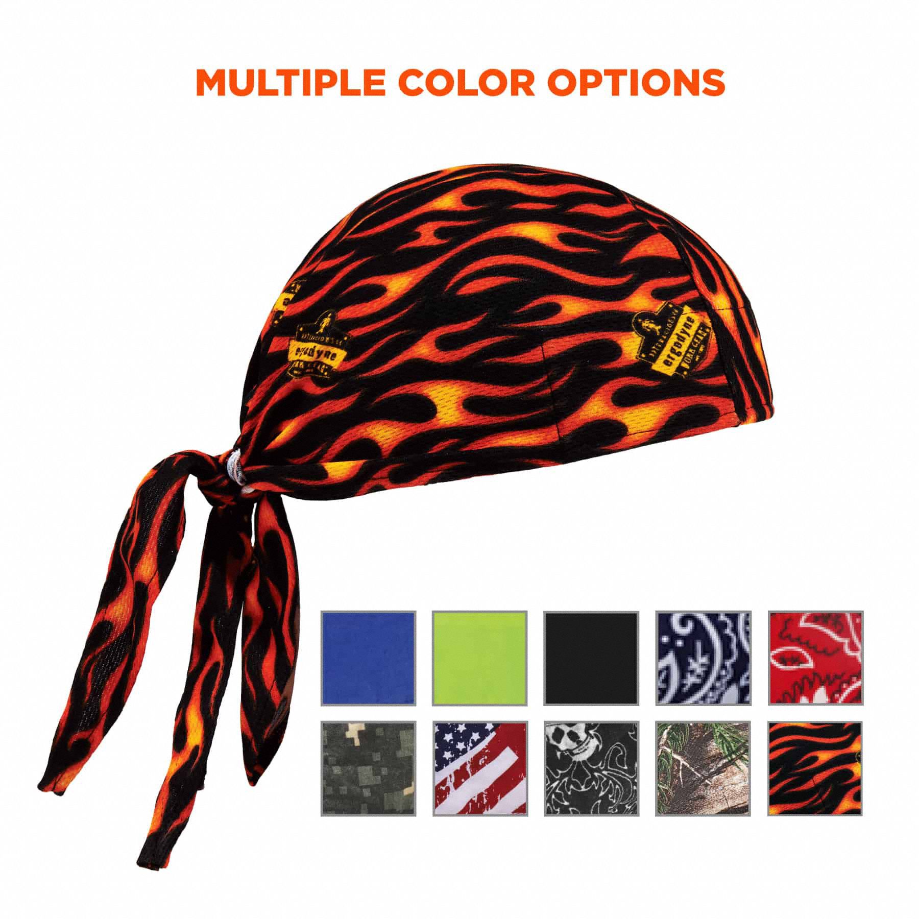 CHILL-ITS BY ERGODYNE Dew Rag: Black/Orange, Universal, Sweatband ...