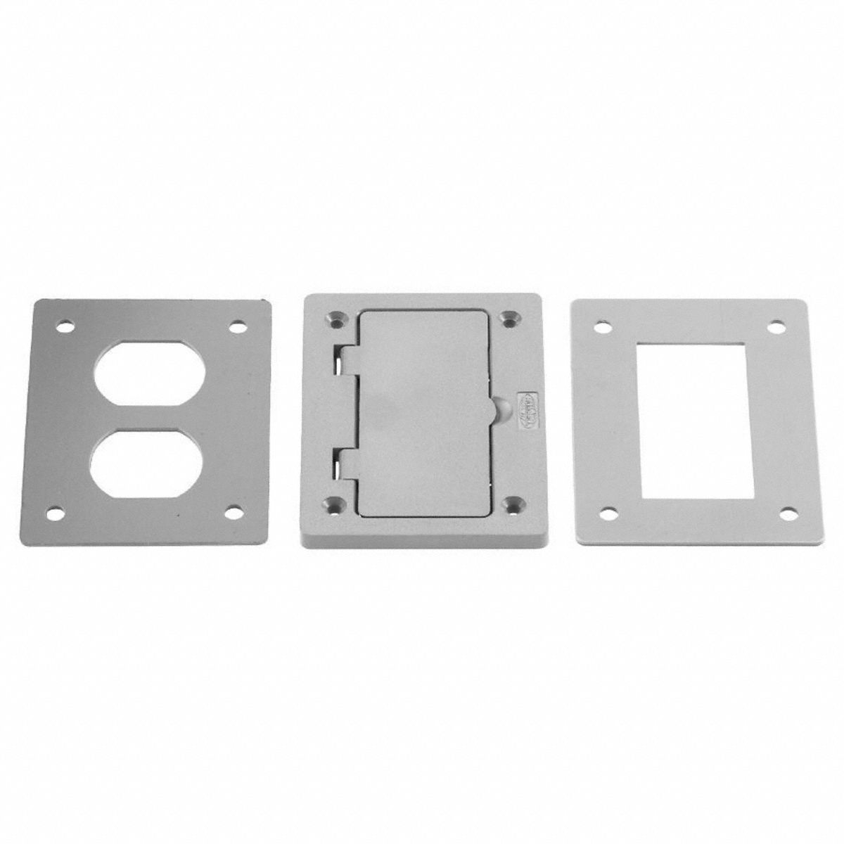 HUBBELL WIRING DEVICE-KELLEMS Floor Box Cover: Rectangular, 4 3/16 in ...