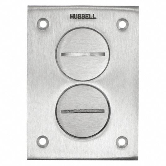 HUBBELL WIRING DEVICE-KELLEMS, Rectangular, Silver, Floor Box Cover ...