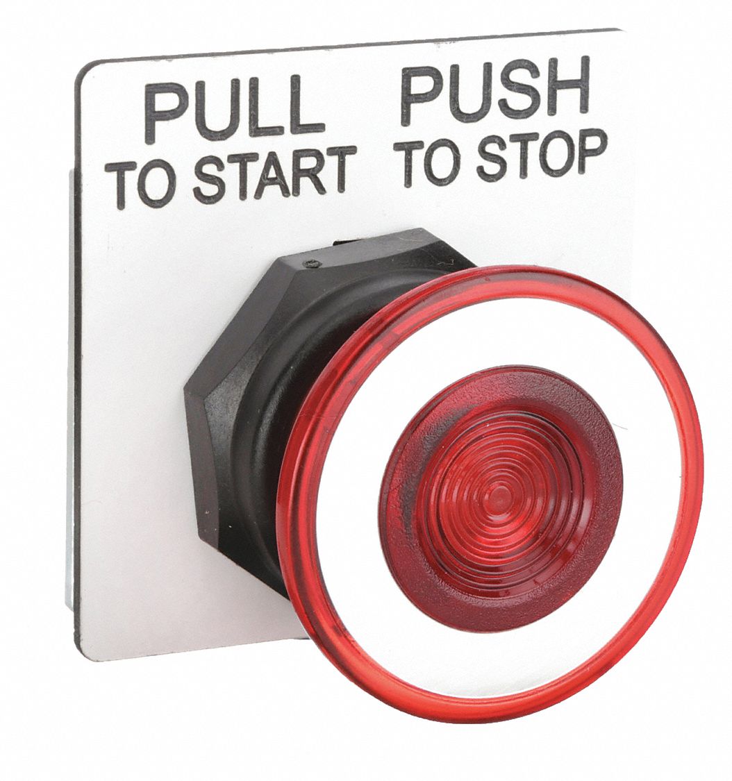 SCHNEIDER ELECTRIC, Red, 30 mm Mounting Size, Mushroom Head Push Button ...