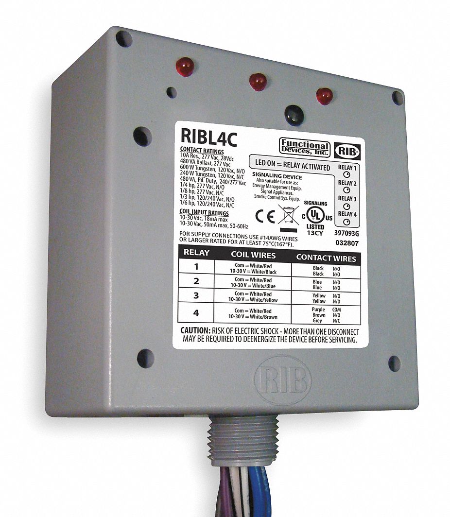 FUNCTIONAL DEVICES INC / RIB ENCLOSED PRE WIRED RELAY,PILOT DUTY ...