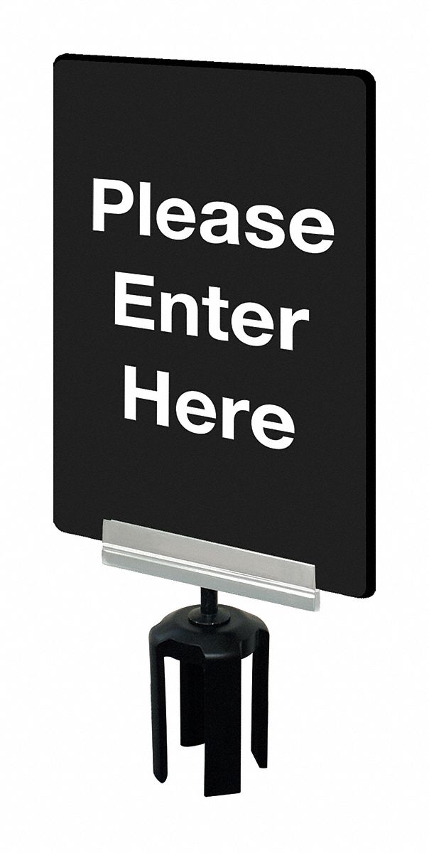 TENSABARRIER, Black, Please Enter Here (Double Sided) Message, Vertical ...