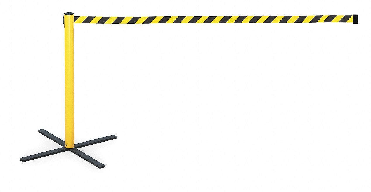 TENSABARRIER, Black/Yellow, Chevron, Barrier Post with Belt - 2EVA1|SA1 ...