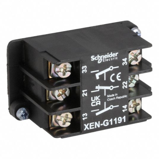 SCHNEIDER ELECTRIC, 22 mm Panel Mounting Size, 2NO/1NC, Contact Block ...