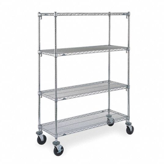 METRO Mobile Wire Shelving Unit, 60 inW x 24 inD x 67 7/8 inH, 4 ...