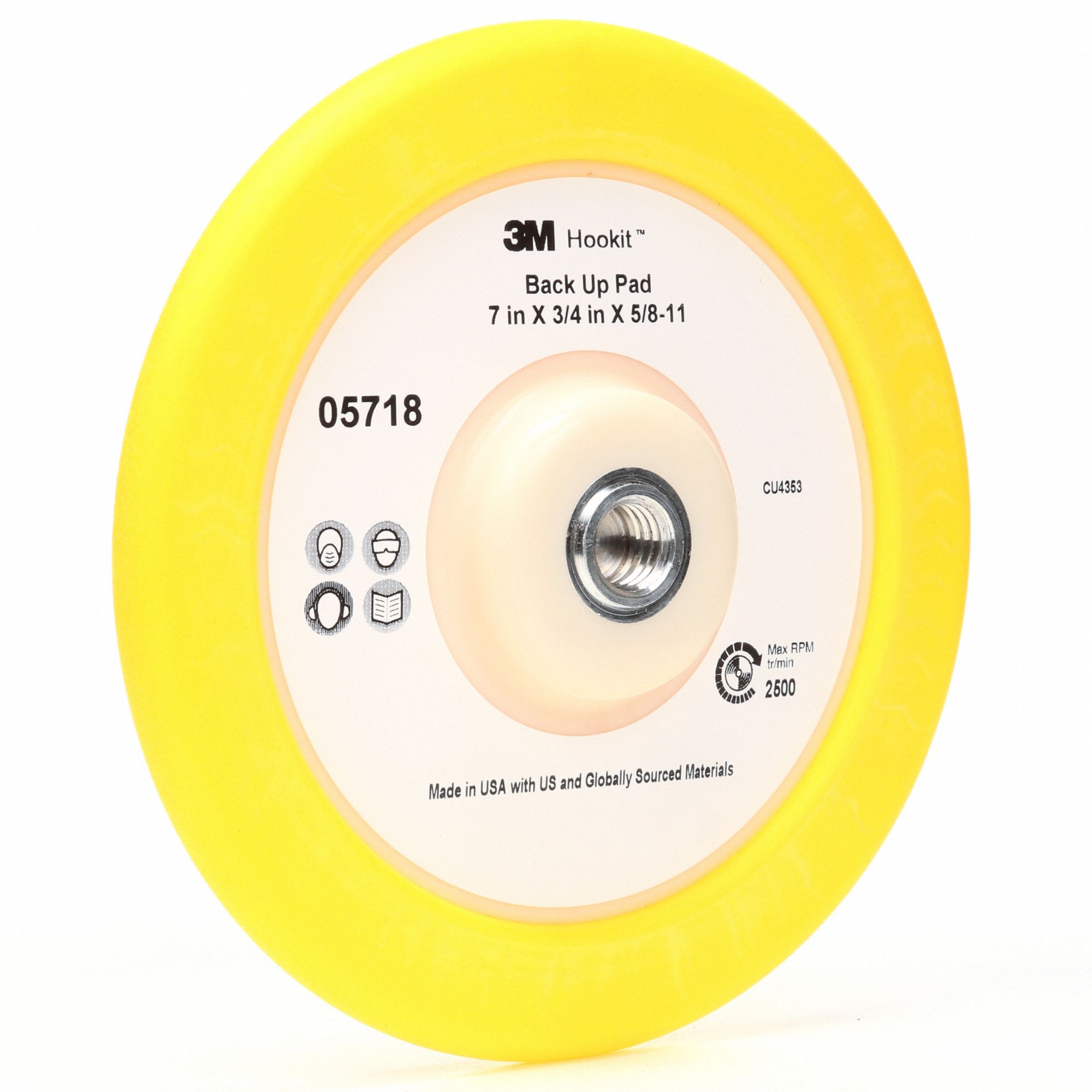 3M Hook-and-Loop Disc Backup Pad: 7 x 3/4 x 5/8 - 11, Foam/Plastic ...