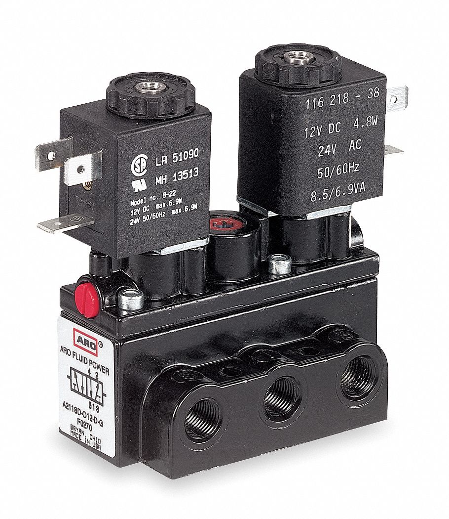ARO, Alpha, Four-Way / Three-Position, Solenoid Air Control Valve - 2G451|A312SD-120-A - Grainger