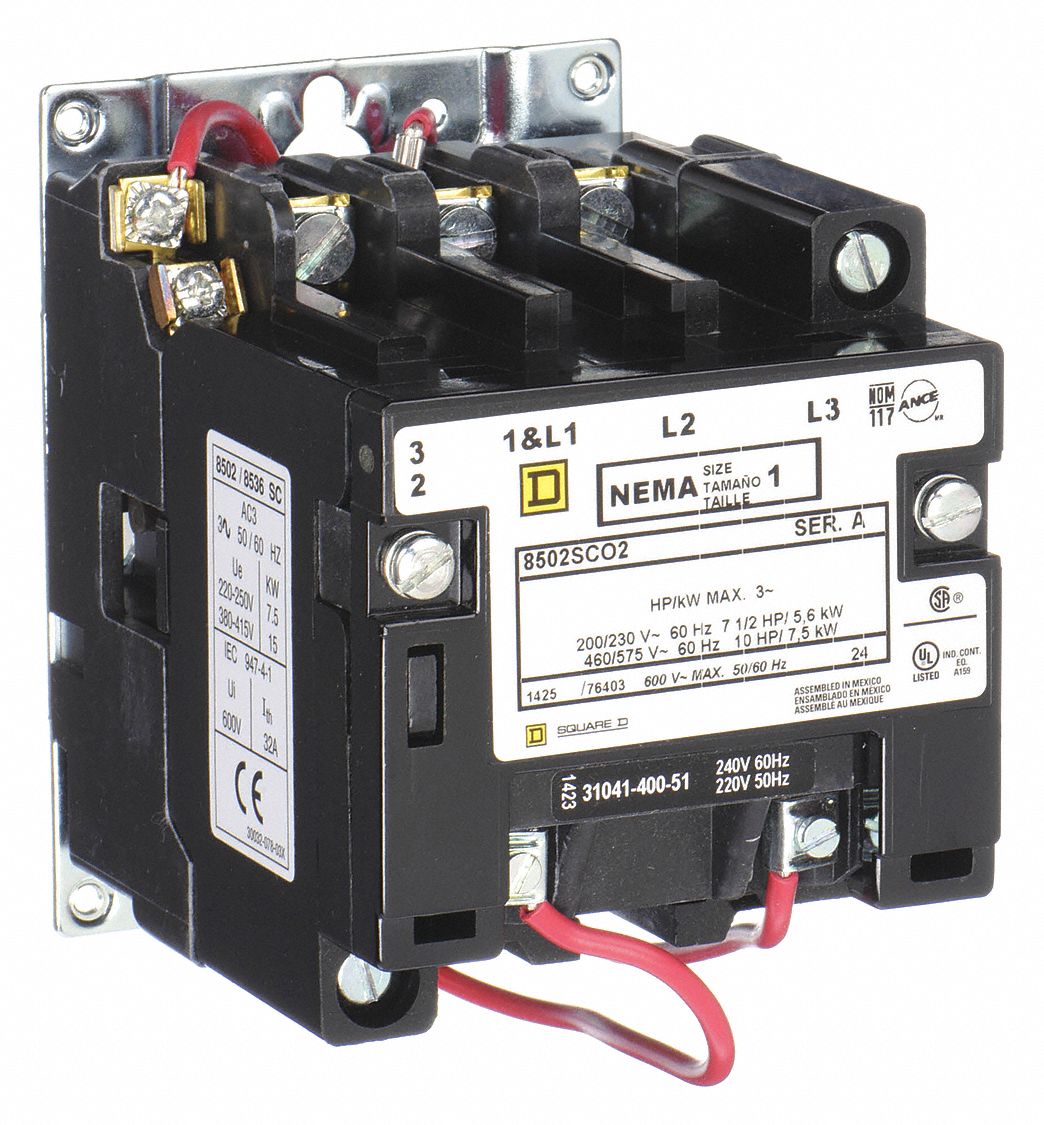 SQUARE D, Non-Reversing, 3 Poles, NEMA Magnetic Contactor - 2FJ96 ...