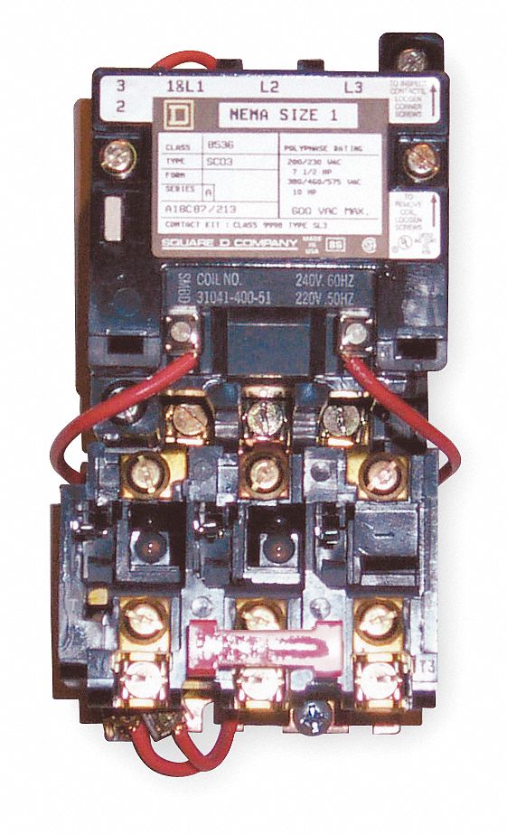 Magnetic Motor Starter, 110 to 120V AC Coil Volts, NEMA Size: 1 ...