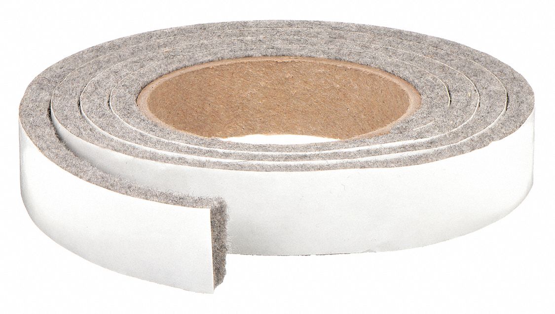 1/2 in W x 5 ft L, 3/16 in Thick, Wool Felt Strip - 2FKR8|2FKR8 - Grainger