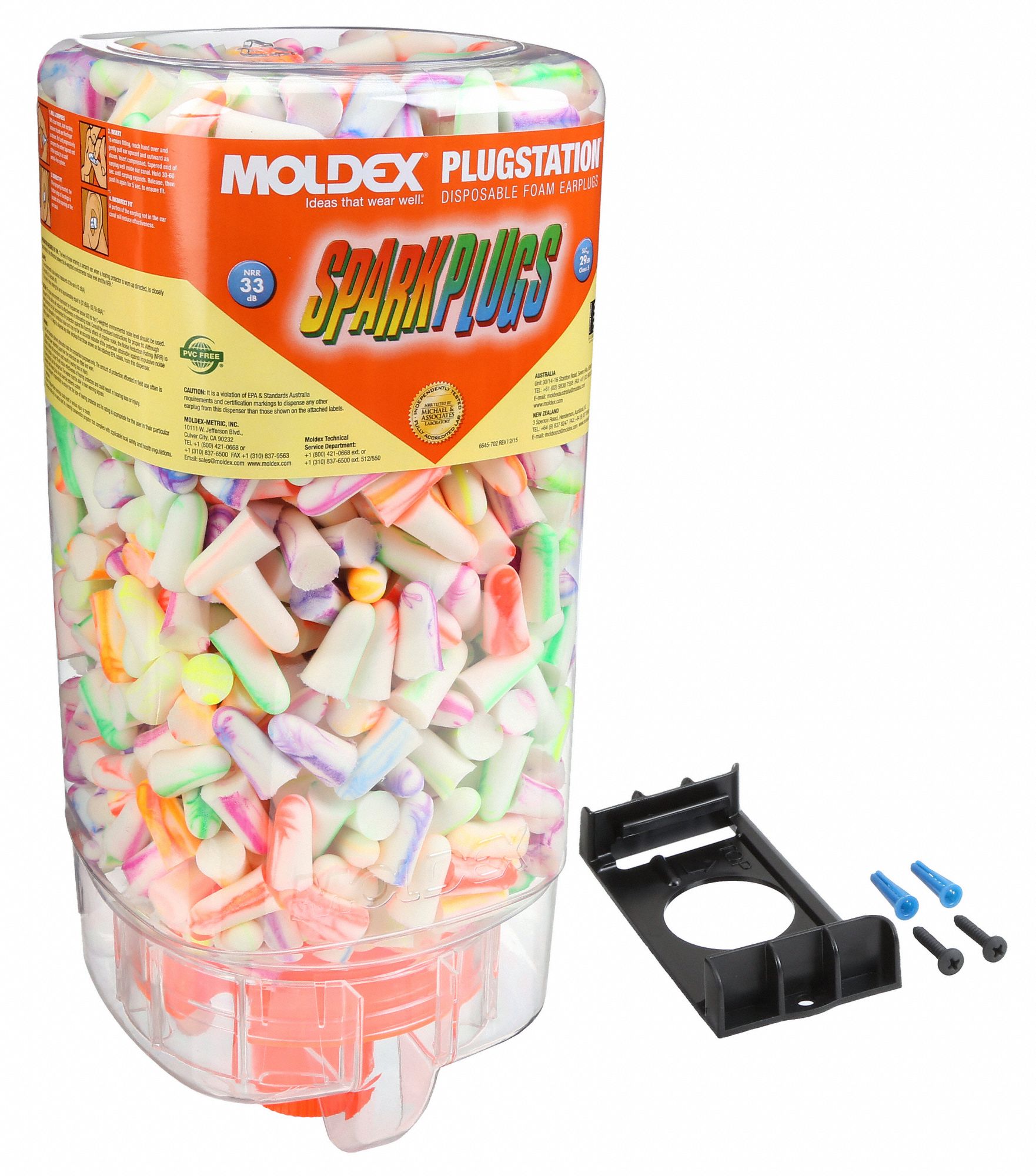MOLDEX Ear Plug Dispensing System: Dispenser with Refill, Bullet, 33 dB ...