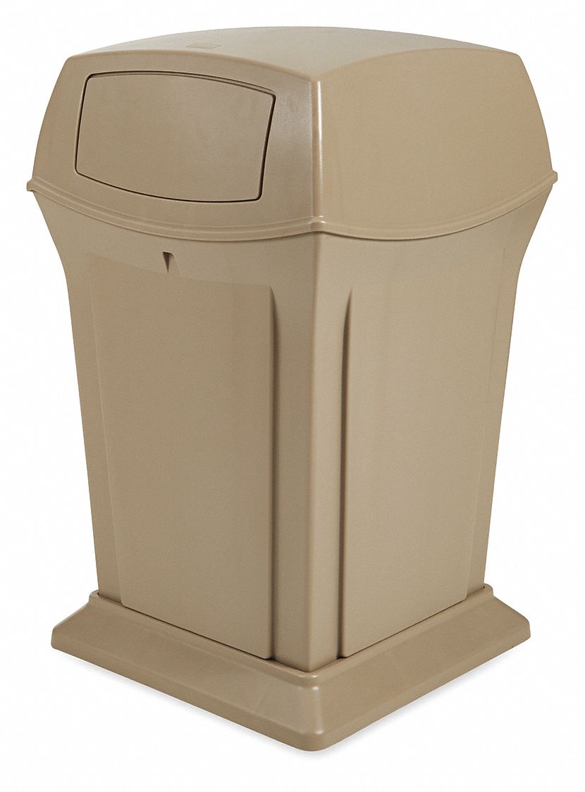 RUBBERMAID COMMERCIAL PRODUCTS, Ranger(R), Square, Trash Can - 2FTF2 ...