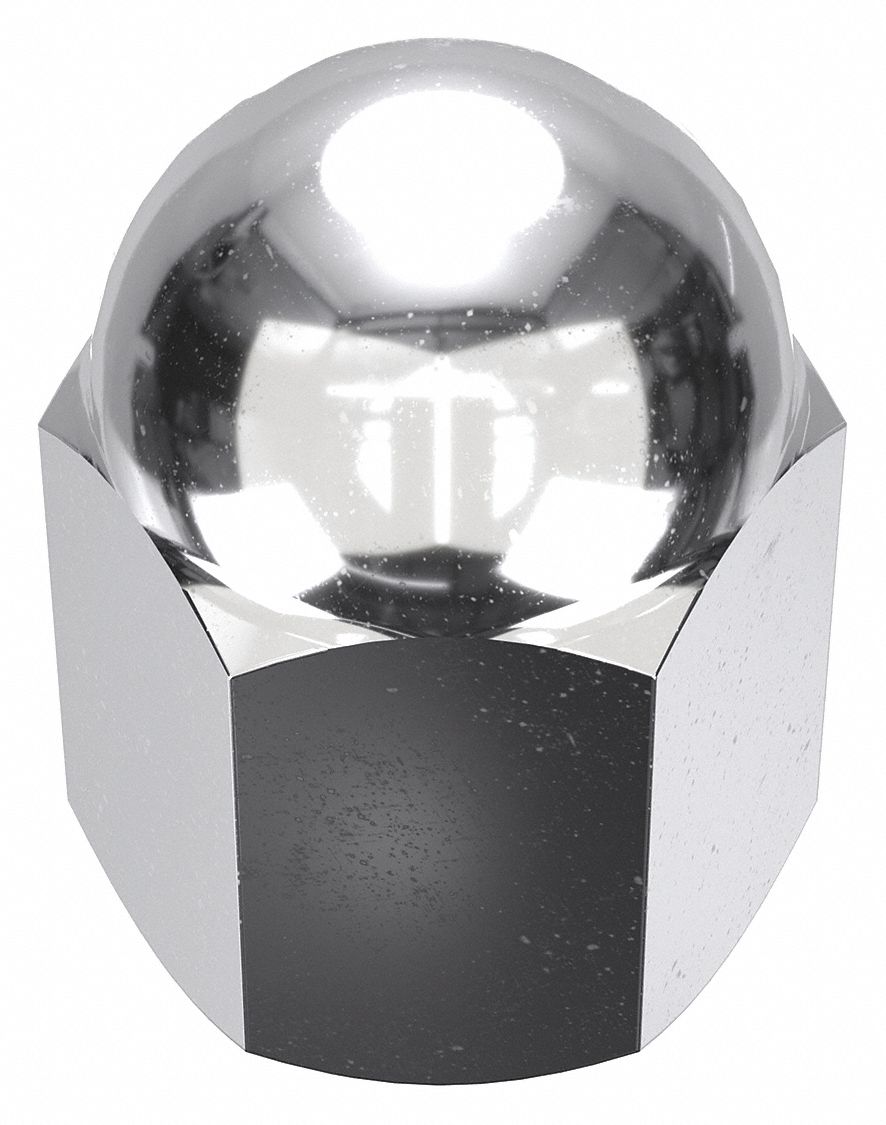 3/8"-16 Thread, Chrome Plated, Cap Nut - 2FUA4|MPB3099 - Grainger