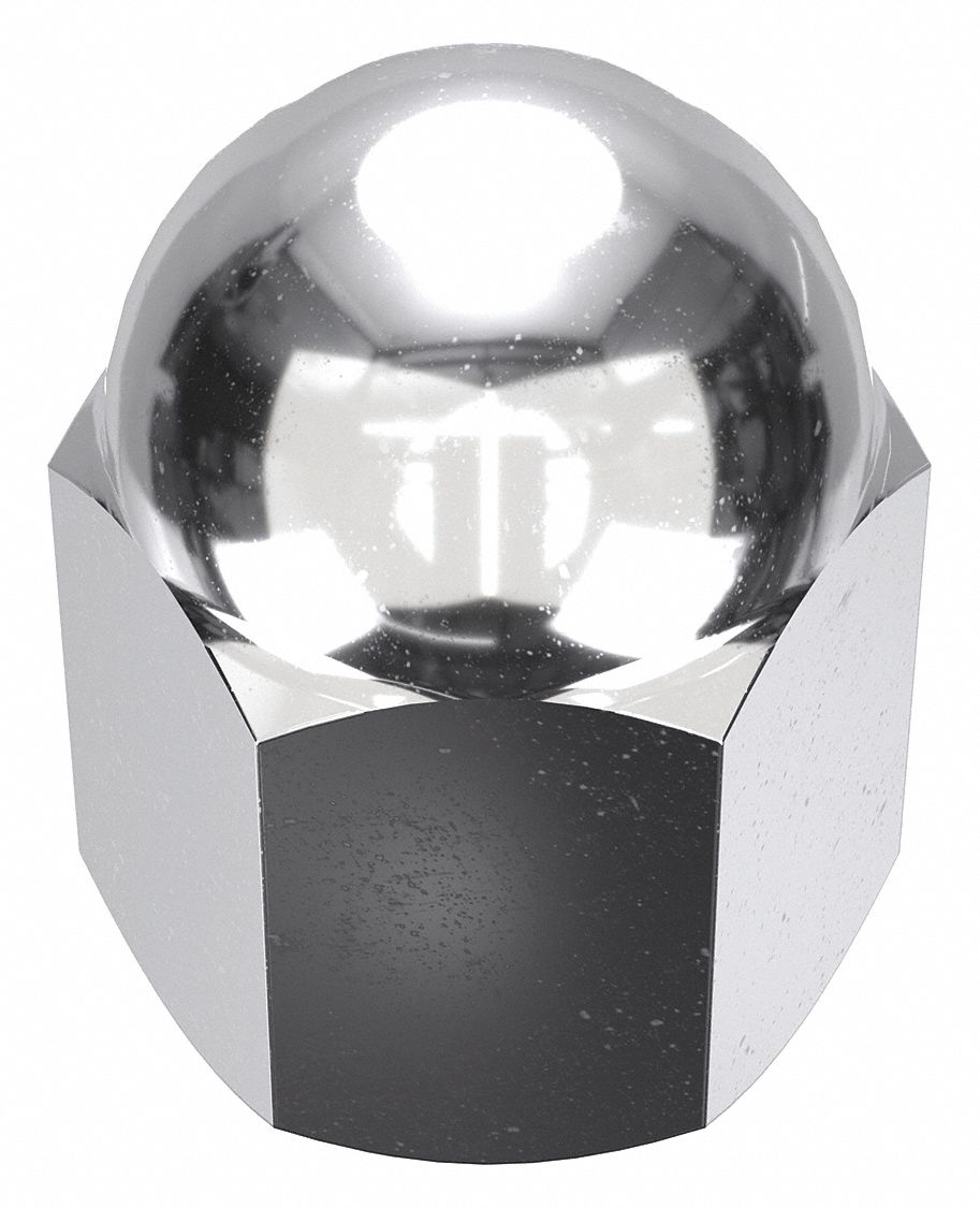 5/8"-18 Thread, Chrome-Plated, Cap Nut - 2FUR7|MPB660 - Grainger