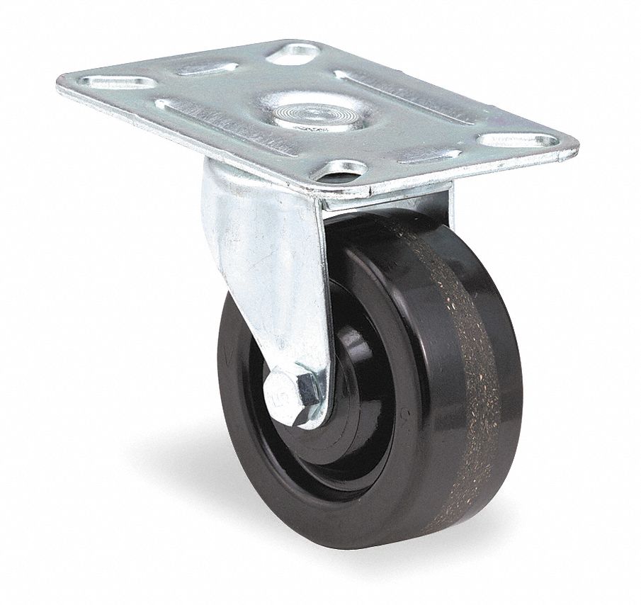 Plate Caster, Swivel, Polyolefin, 210 lb, 3 in Wheel Dia. - Grainger