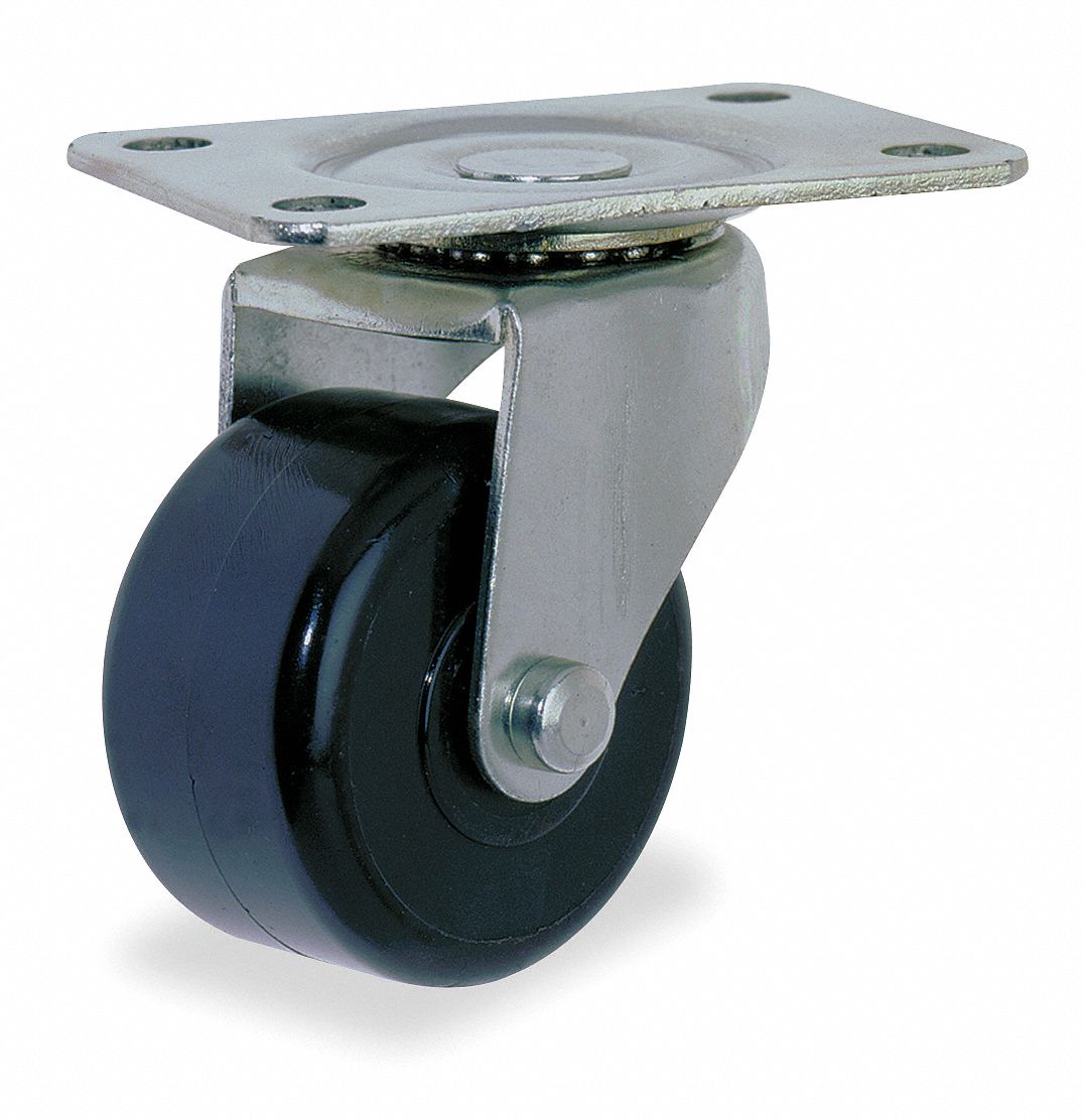 Plate Caster, Swivel, Polypropylene, 210 lb, 2 5/8 in Wheel Dia. - Grainger