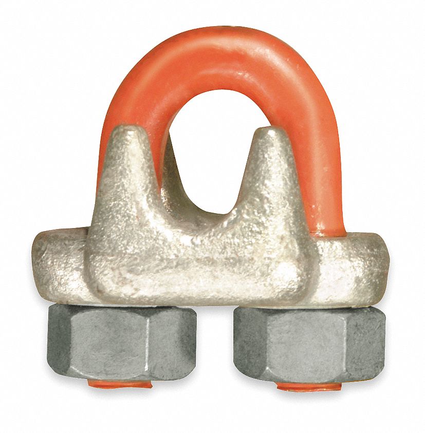 Wire Rope Clip, U-Bolt, Forged Steel, 1/2 in For Wire Rope Dia., 11 1/2 ...
