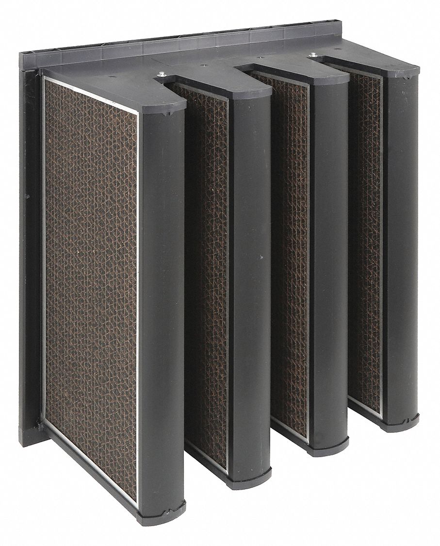 GRAINGER, 24 in x 24 in x 12 in, Single Header, Odor Removal V-Bank Air ...