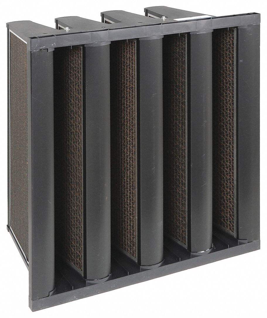 GRAINGER, 24 in x 24 in x 12 in, Single Header, Odor Removal V-Bank Air ...