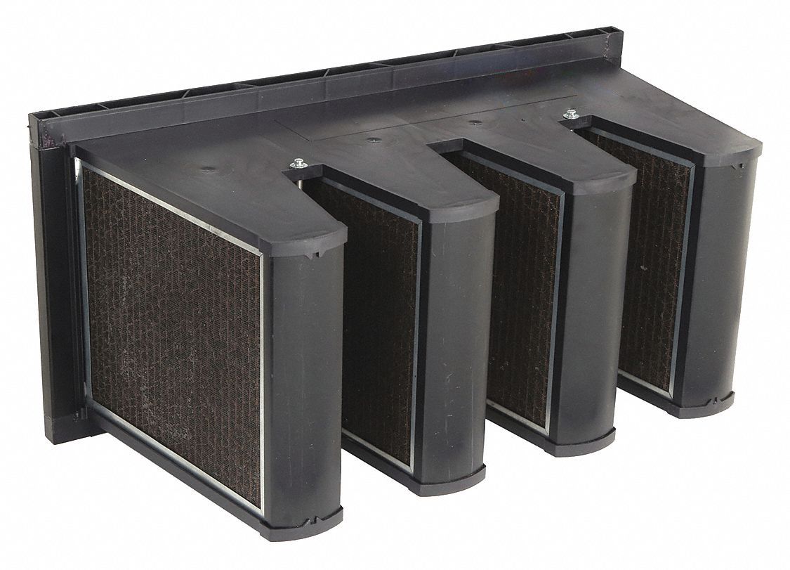 GRAINGER, 12 in x 24 in x 12 in, Single Header, Odor Removal V-Bank Air ...