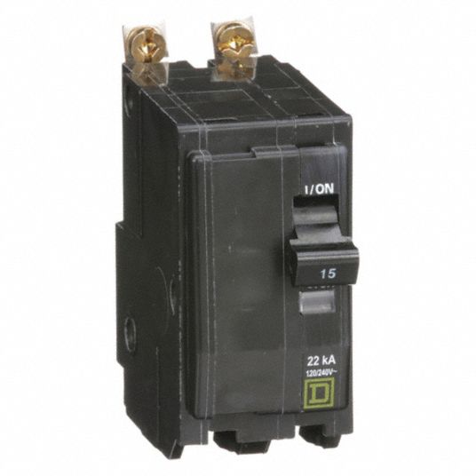 SQUARE D, 15 A, 120/240V AC, Miniature Circuit Breaker - 2GLF3|QOB215VH ...