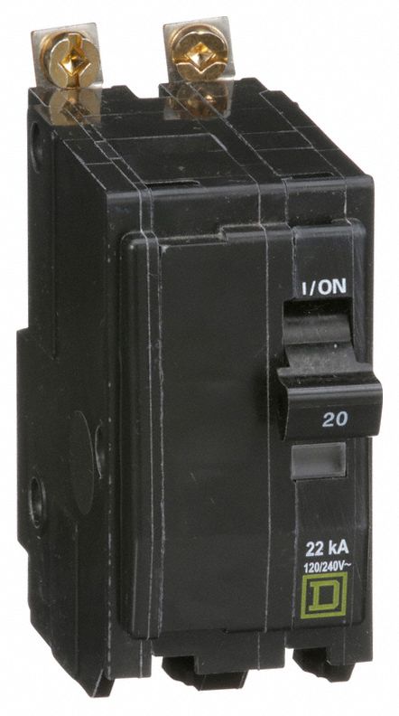 SQUARE D, 20 A, 120/240V AC, Miniature Circuit Breaker - 2GLF8|QOB220VH - Grainger