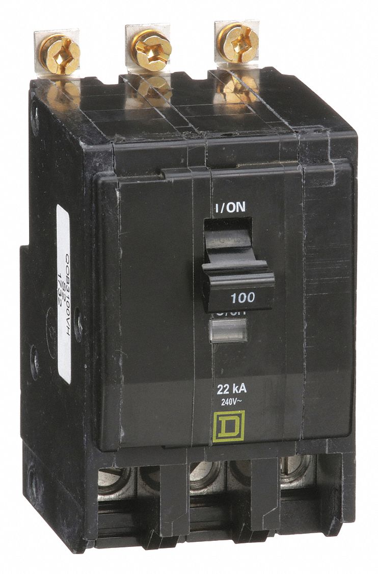SQUARE D Miniature Circuit Breaker, Amps 100, Circuit Breaker Type High ...